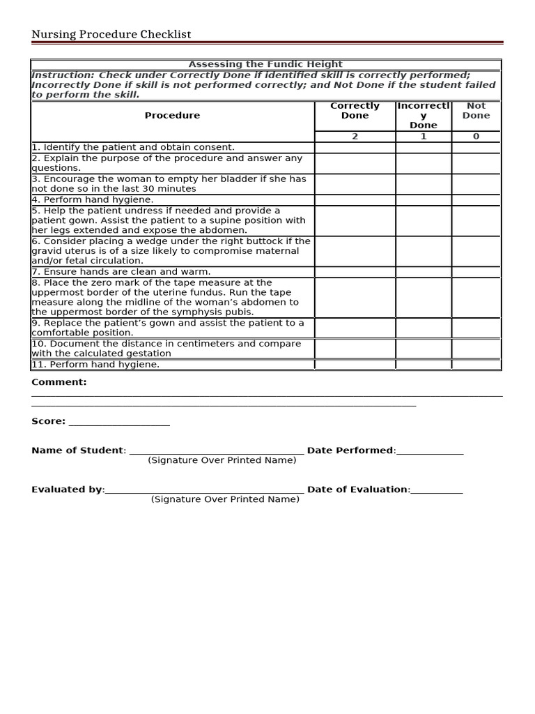 FUNDIC-HEIGHT-MEASUREMENT-CHECKLIST-1 | PDF