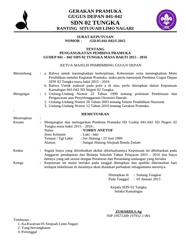 SK Pembina Pramuka 2016 - 2017 | PDF