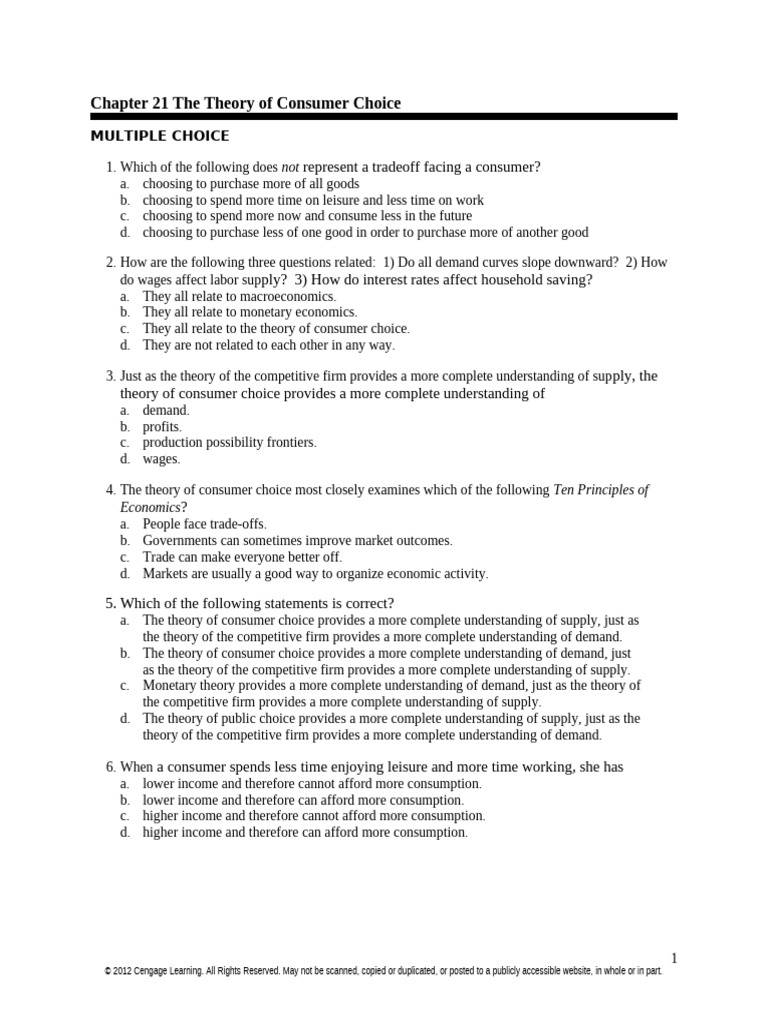 Chapter 21 Test Bank_final | PDF | Utility | Economics