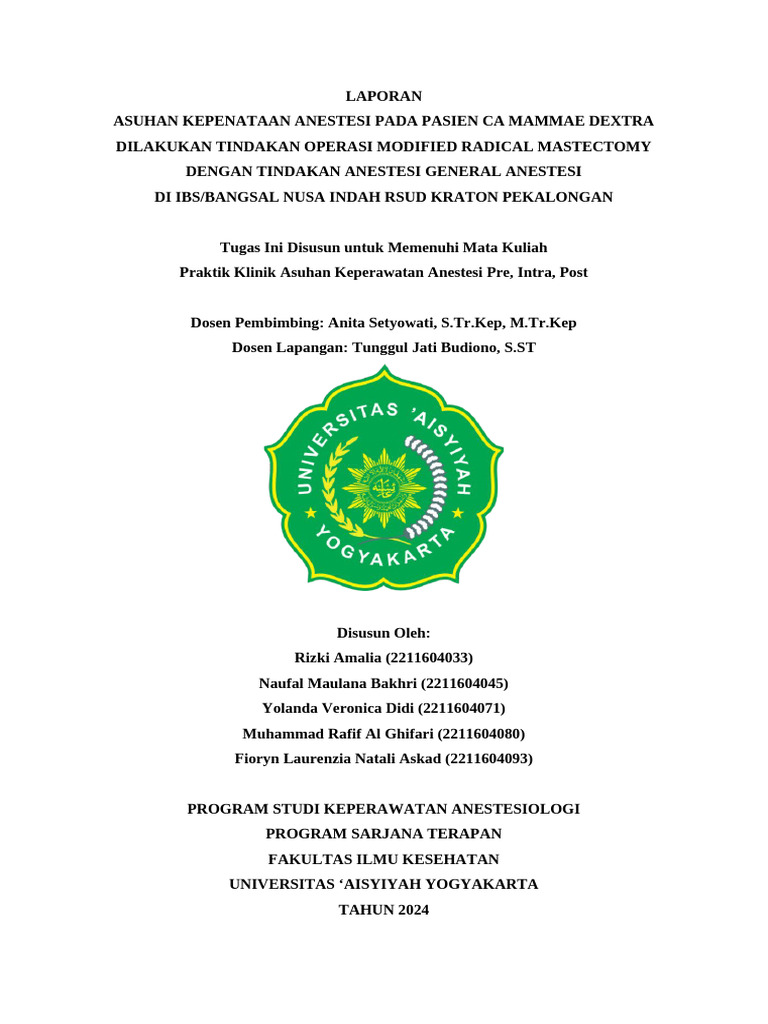 LP Dan Askan PIP IBS Kelompok 2 (Ca Mammae Operasi Modified Radical ...