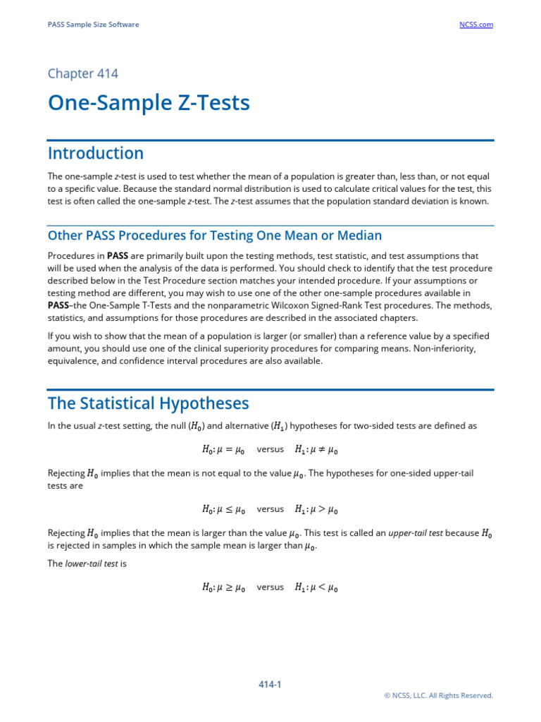 One-Sample - Z-Tests 9 Research | PDF | Statistical Hypothesis Testing ...