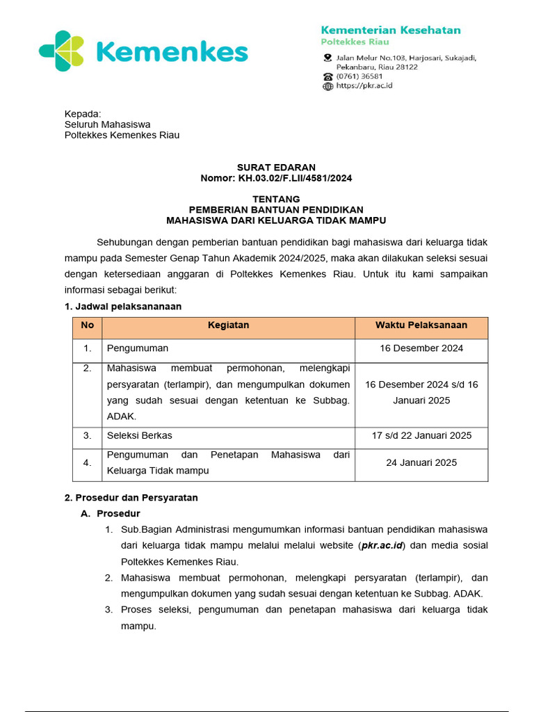 SURAT EDARAN GAKIN SEMESTER GENAP TA.2024-2025(1) | PDF