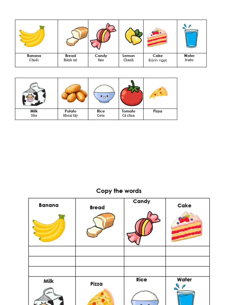 (YTC) Food 1 - English For Kids - Ms To Dung | PDF