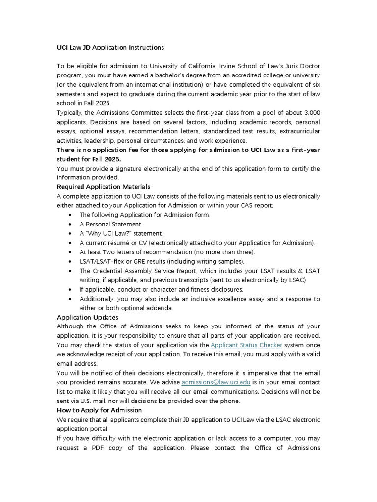 UCI Law JD Application Guide 2025 | PDF | Graduate Record Examinations ...