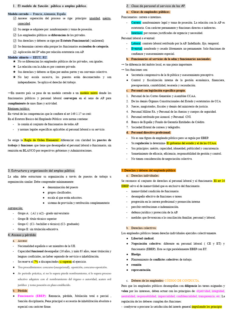 ESQUEMA T.7 ADM | PDF | Derecho laboral | Servicio Civil