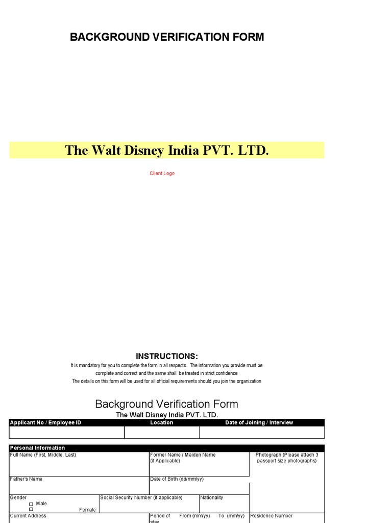 Background Verification Consent Form | Download Free PDF | Government ...