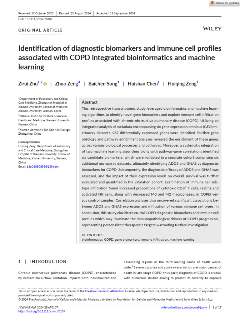 2024-6.3-COPD Biomarkers and Immune Cell Profiles | PDF | Chronic ...
