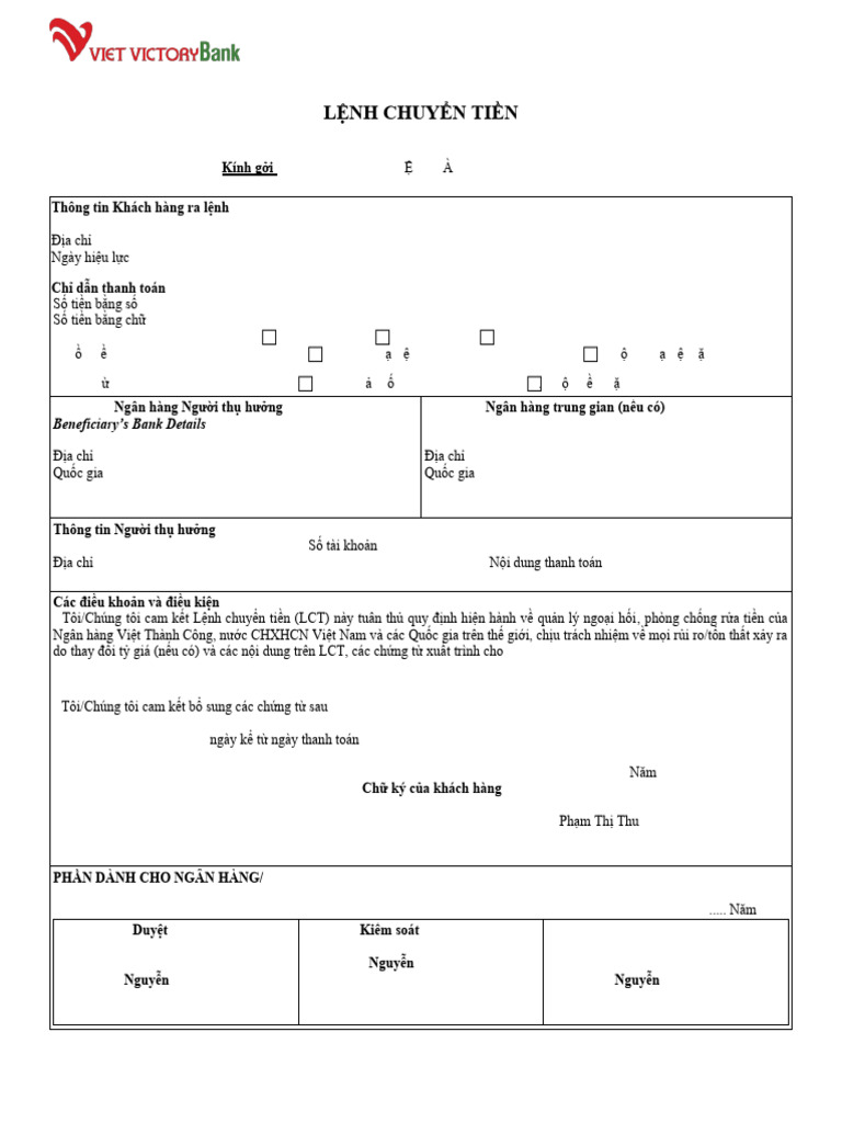 Tt1.lenh Chuyen Tien | PDF