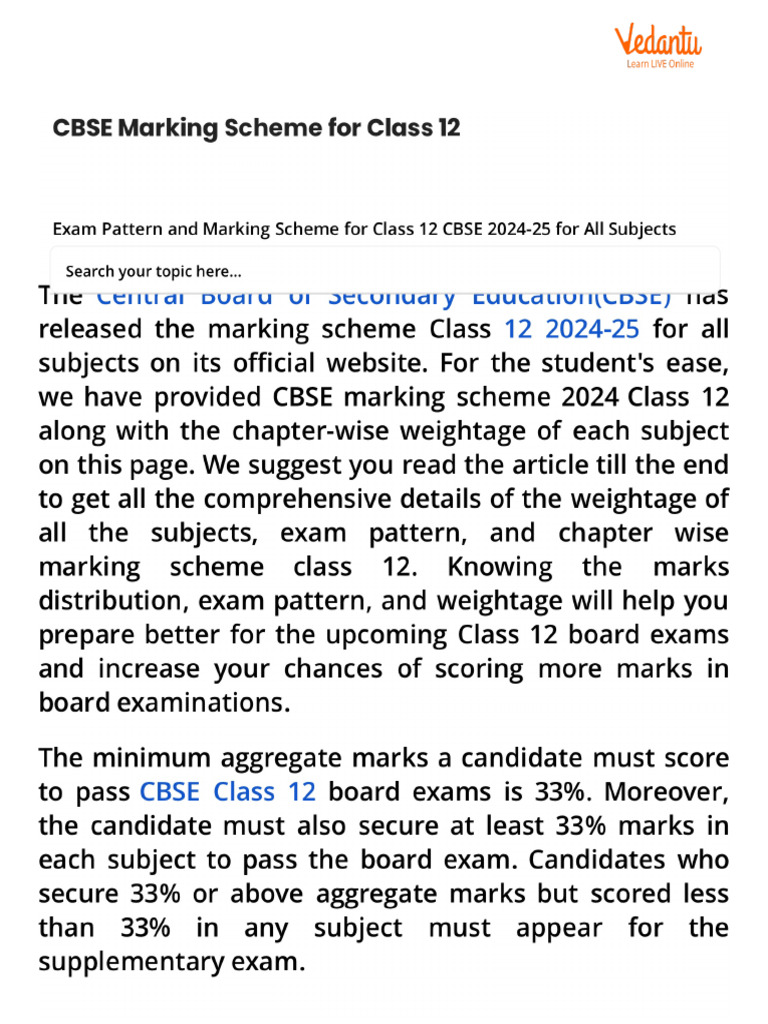 CBSE Marking Scheme for Class 12 | PDF