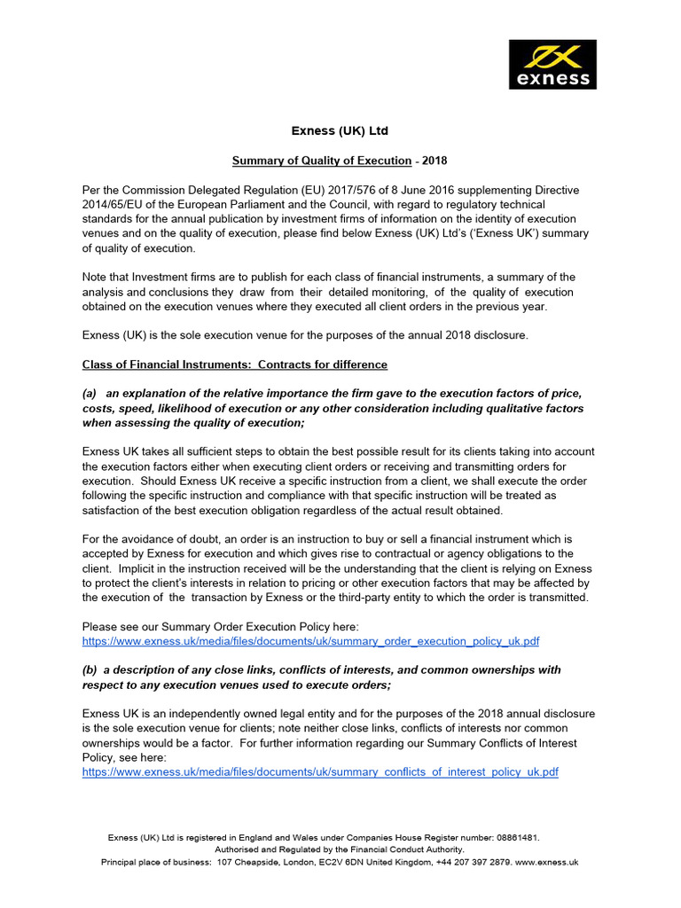 Summary of Quality of Execution - 2018 | PDF | Conflict Of Interest ...