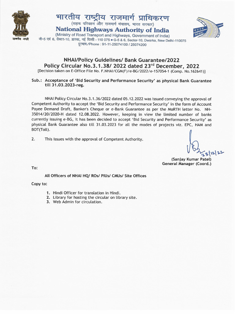 Policy Circular No 3-1-38 | PDF