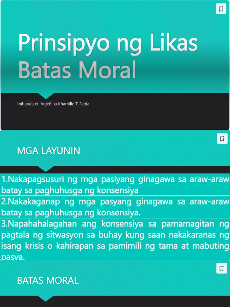 Lesson 3-Prinsipyo NG Likas Na Batas Moral | PDF