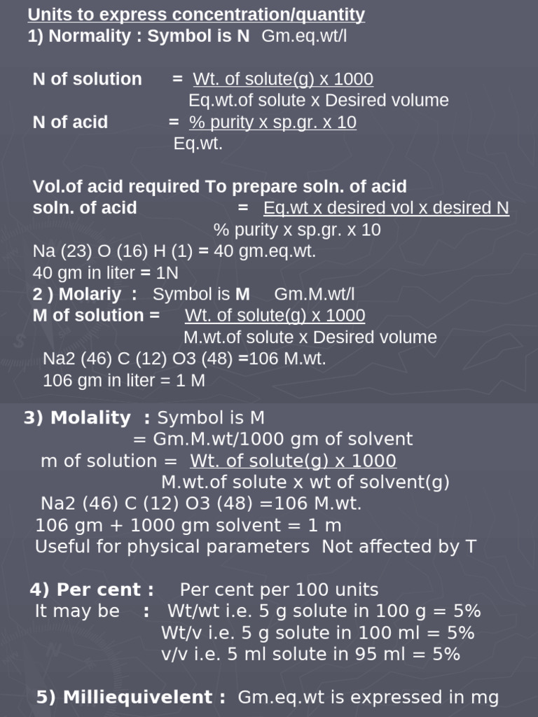 Units to Express Concentrationquantity | PDF