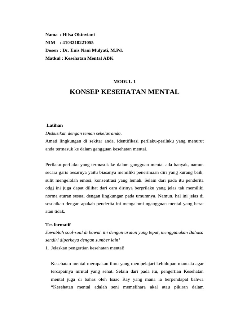 Modul Kesehatan Mental Bab 1 | PDF