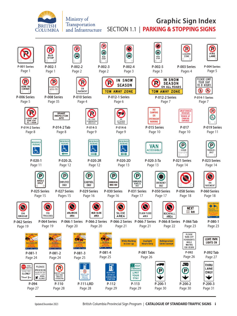 BC Standard Parking & Stopping Signs | PDF | Controlled Access Highway ...