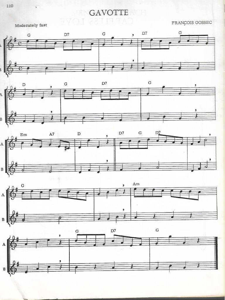 Gavotte Francois Gossec (Duet) - 1 | PDF