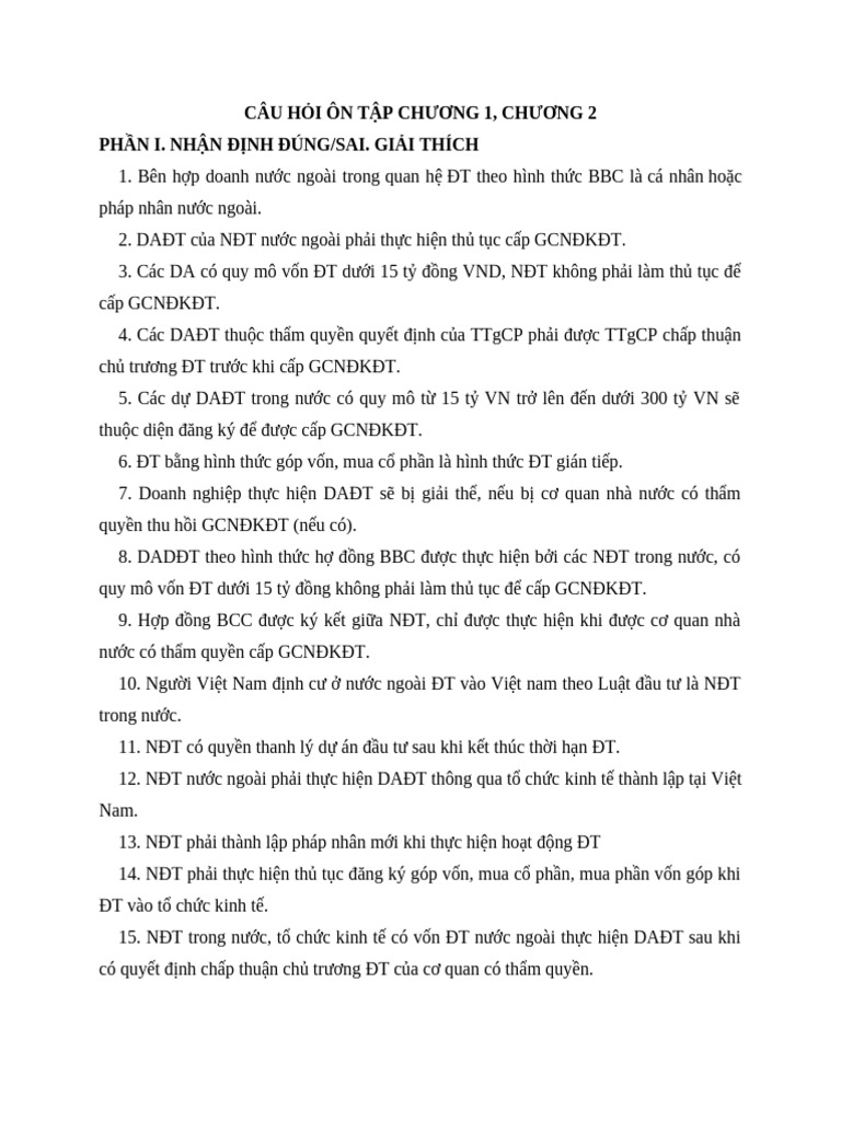 Mot So Cau Hoi On Tap C1, C2, C3 | PDF