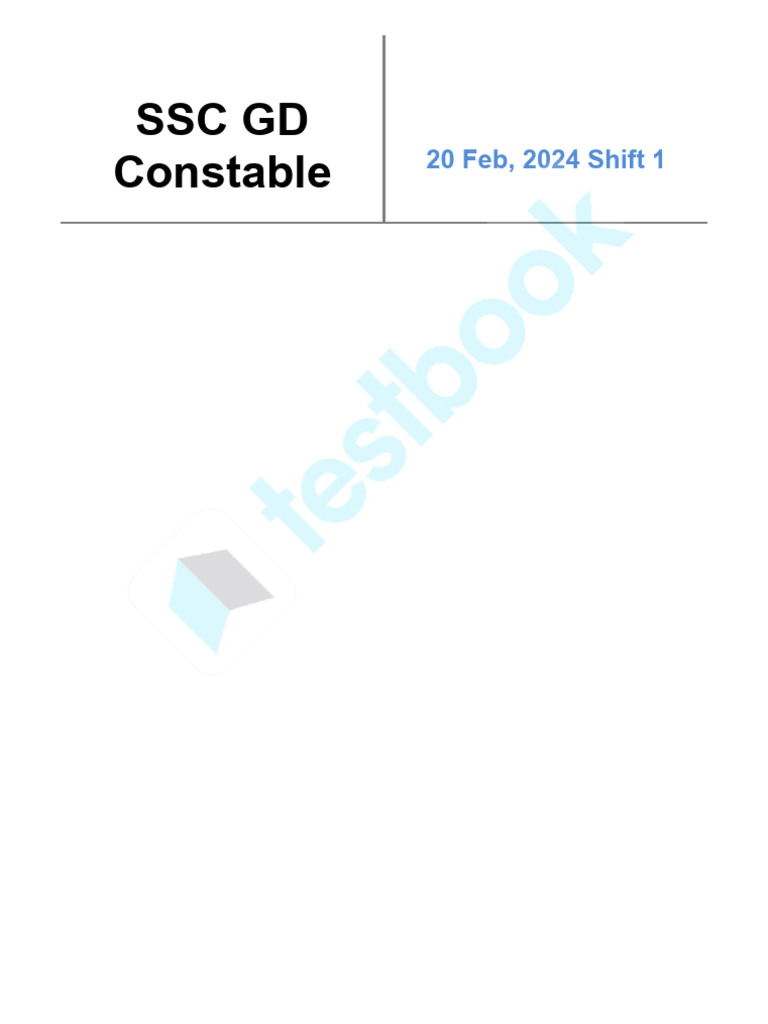 SSC GD Constable (2024) Official Paper (Held On - 20 Feb, 2024 Shift 1) | PDF | Qualifications ...