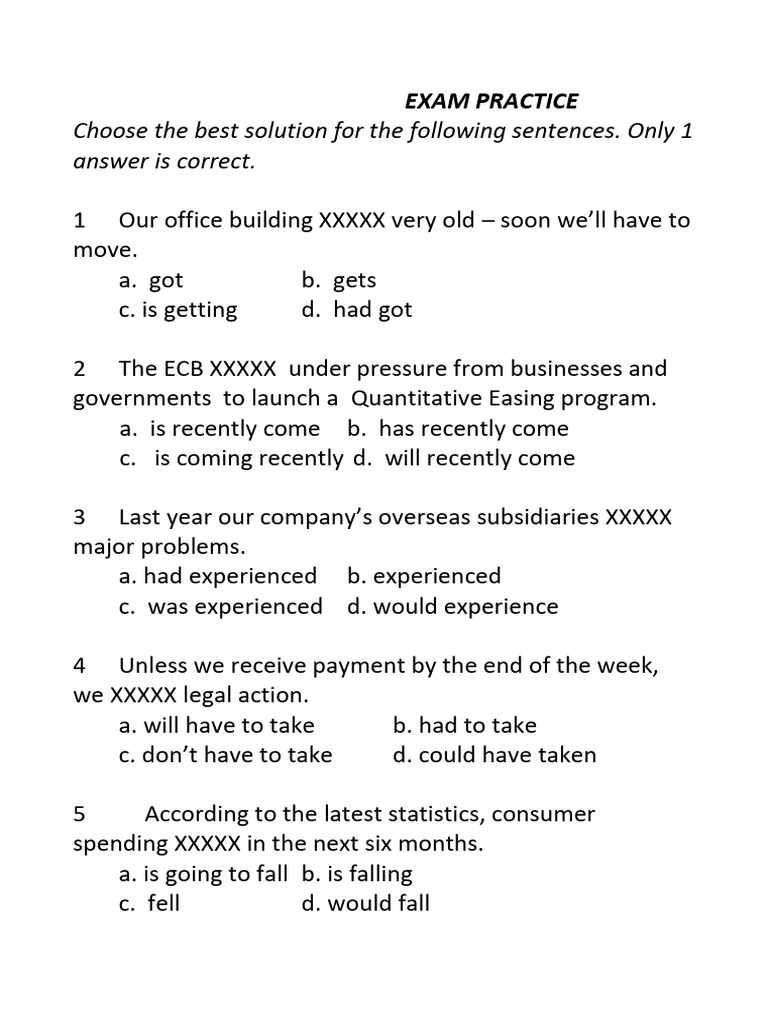 Business English Exam Practice Questions | PDF | Economies | Business