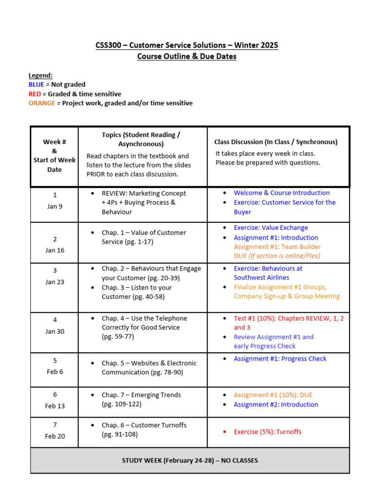 CSS300 - Course Outline and Due Dates (Winter 2025) | PDF | Human ...