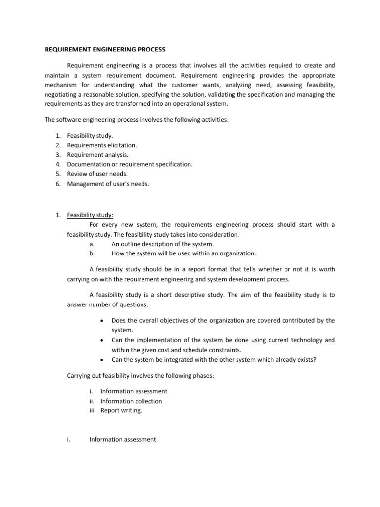 Requirement Engineering Process | PDF | Use Case | Feasibility Study