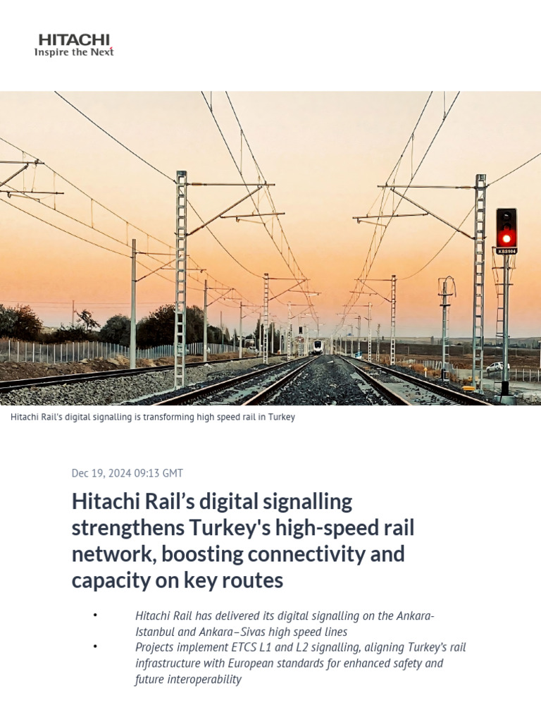 Hitachi Rail's Digital Signalling Strengthens Turkey's High-Speed Rail ...