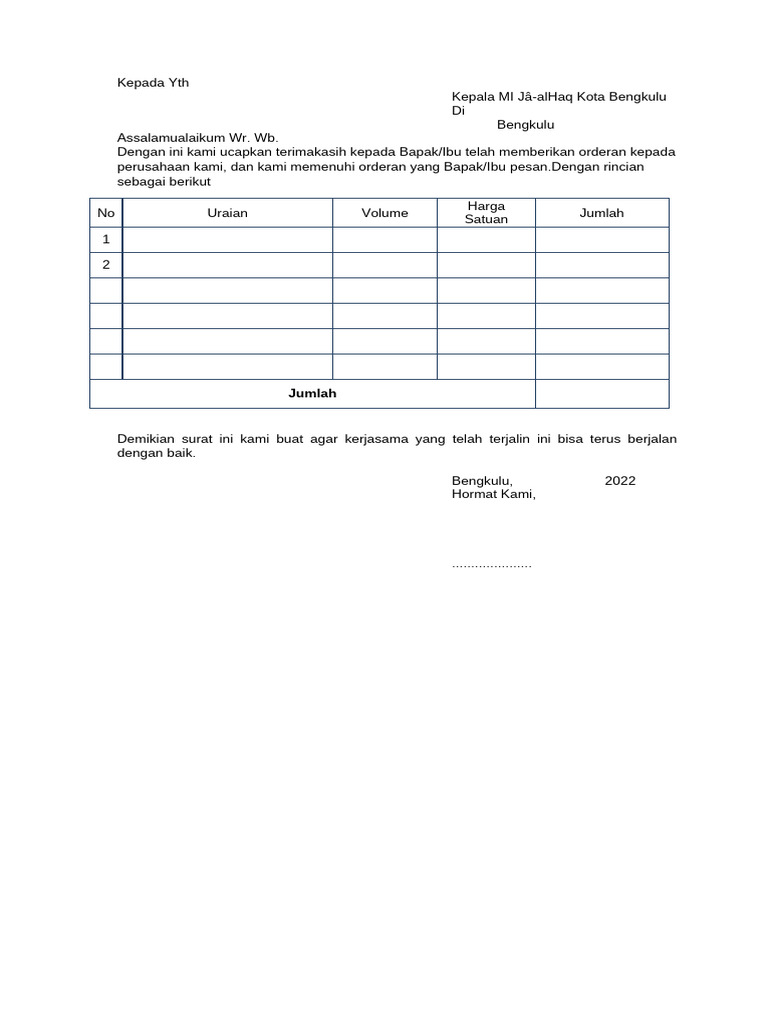 Surat Order Kosong 5 Brs | PDF