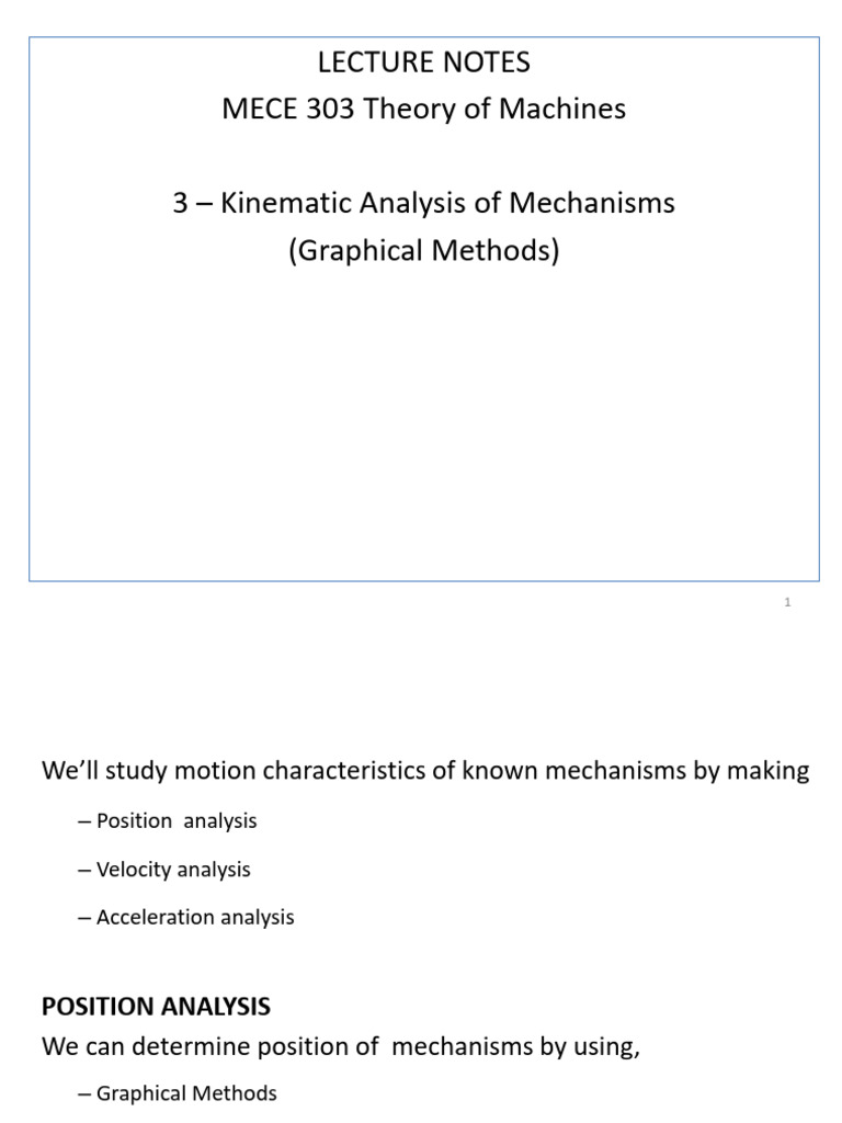 MECE_303_Lecture3_Kinematic Analysis of Mechanisms (Graphical Method) | PDF | Euclidean Vector ...