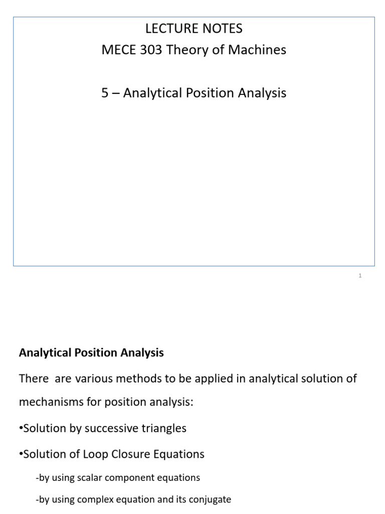MECE_303_Lecture5_Analytical Position Analysis | PDF | Mathematics | Mathematical Analysis