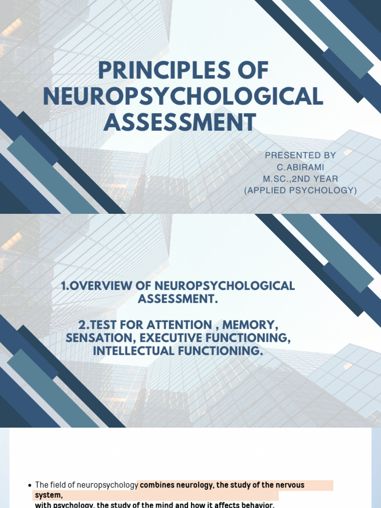 Abirami - PPTX 20250107 141503 0000 | PDF | Neuropsychology | Neuropsychological Assessment