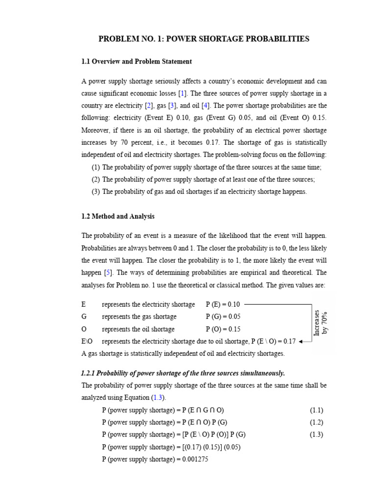 Power Supply Shortage Probabilities | PDF | Probability | Analysis