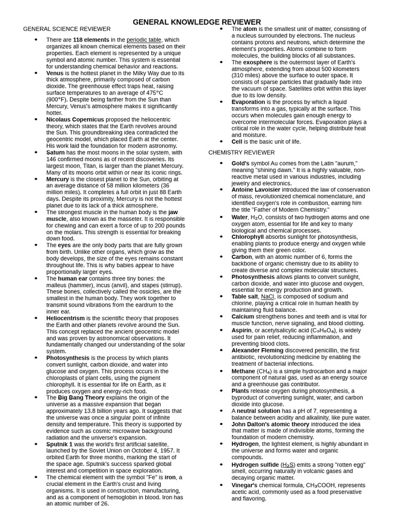 General Knowledge Reviewer | PDF | Force | Waves
