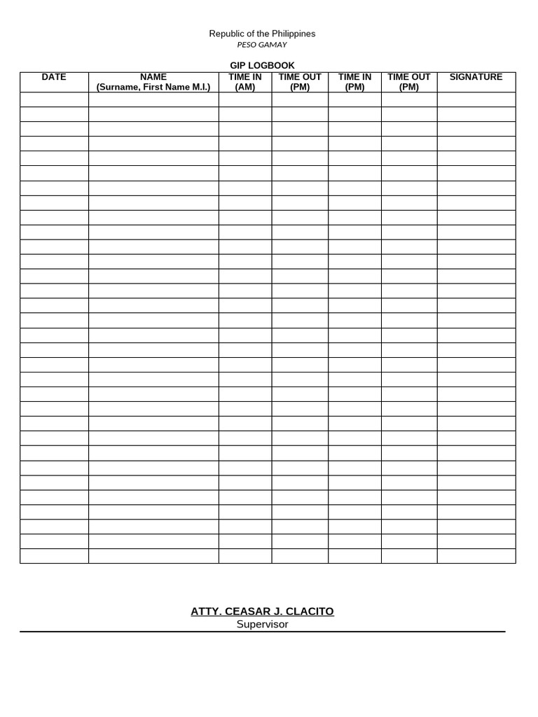 GIP Log Book Format | PDF