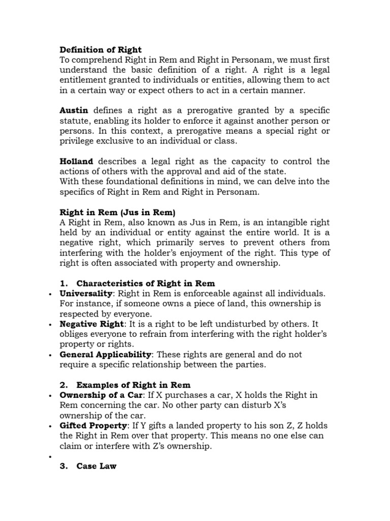 Legal Rights: Rem vs. Personam | PDF | In Rem Jurisdiction | Property