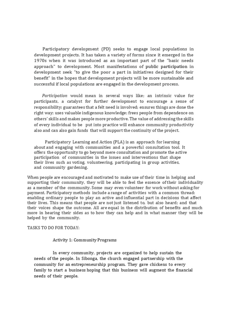 Participatory Development Guide | PDF | Social Psychology | Behavior ...