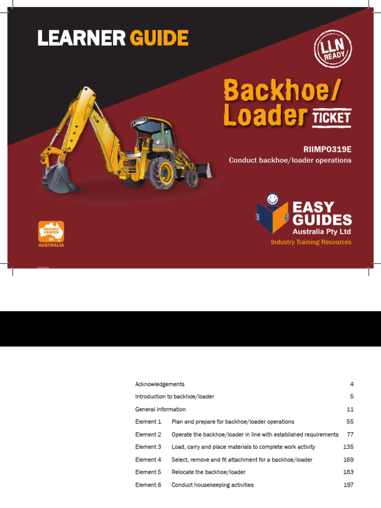 TLB Learner Guide Easy Sample | PDF | Loader (Equipment) | Construction ...