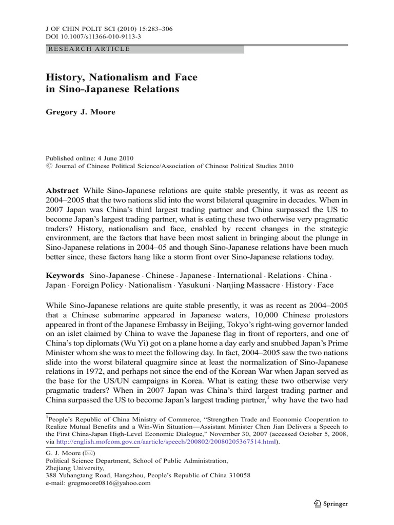 History Nationalism and Face in Sino Ja | PDF | China | World Politics
