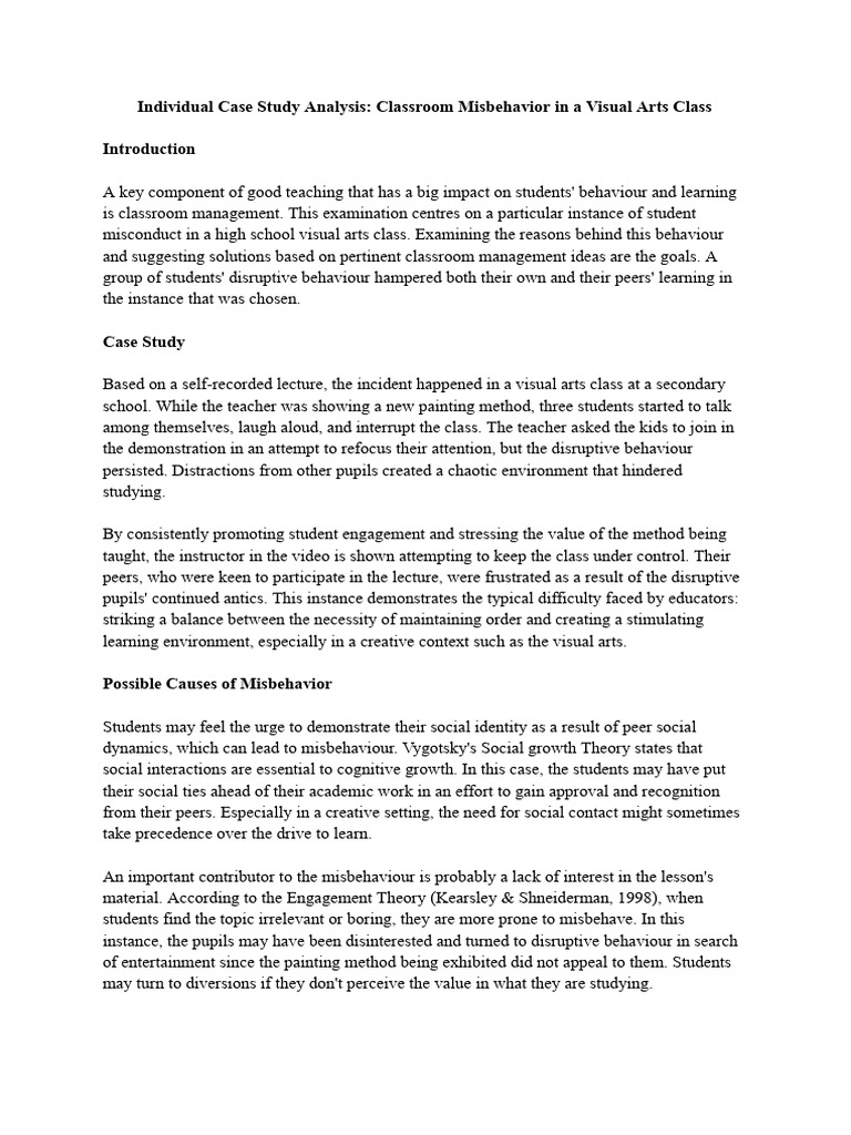 Individual Case Study Analysis_ Classroom Misbehavior in a Visual Arts Class-2 | PDF | Classroom ...