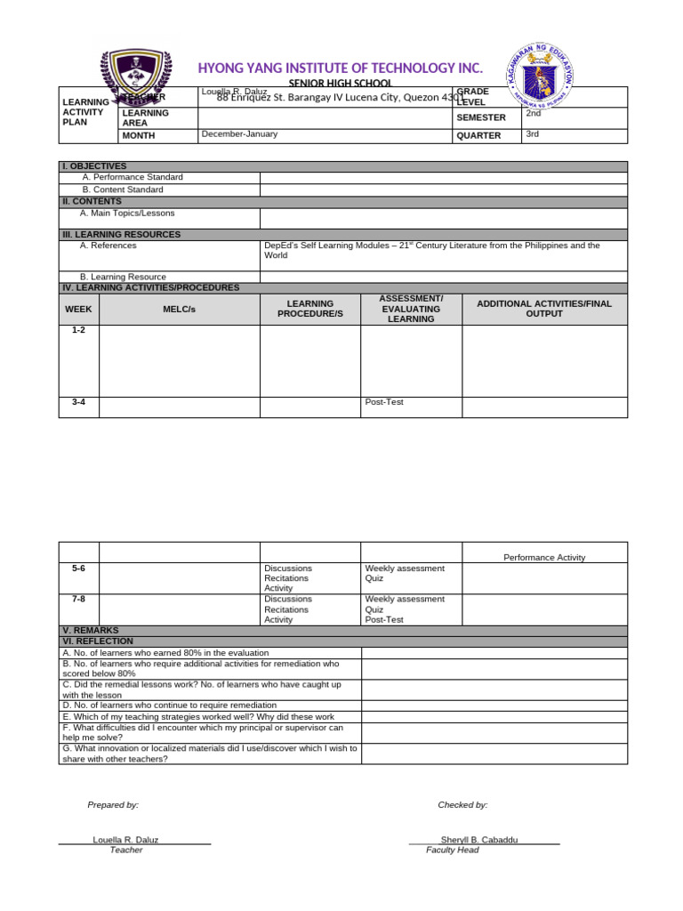RSW 11 LP FORMAT | PDF | Learning | Cognitive Science