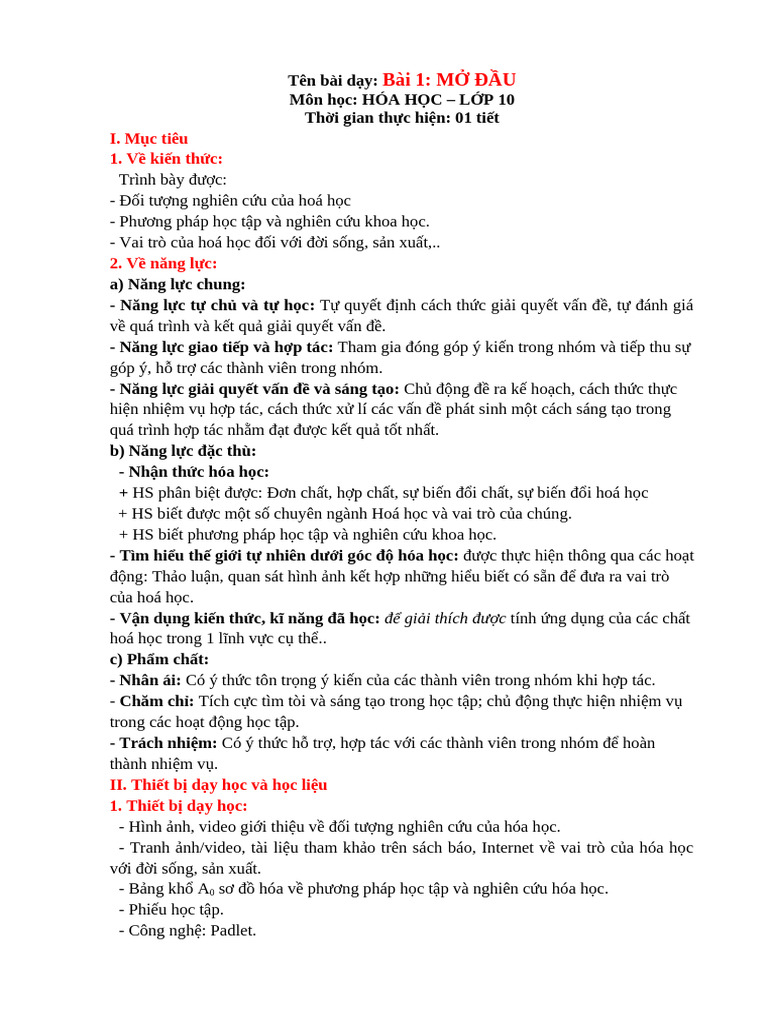 1_bai 1_Nhap mon Hoa hoc_Nguyen Thi Bich Nga - Nguyễn Thị Bích Nga | PDF