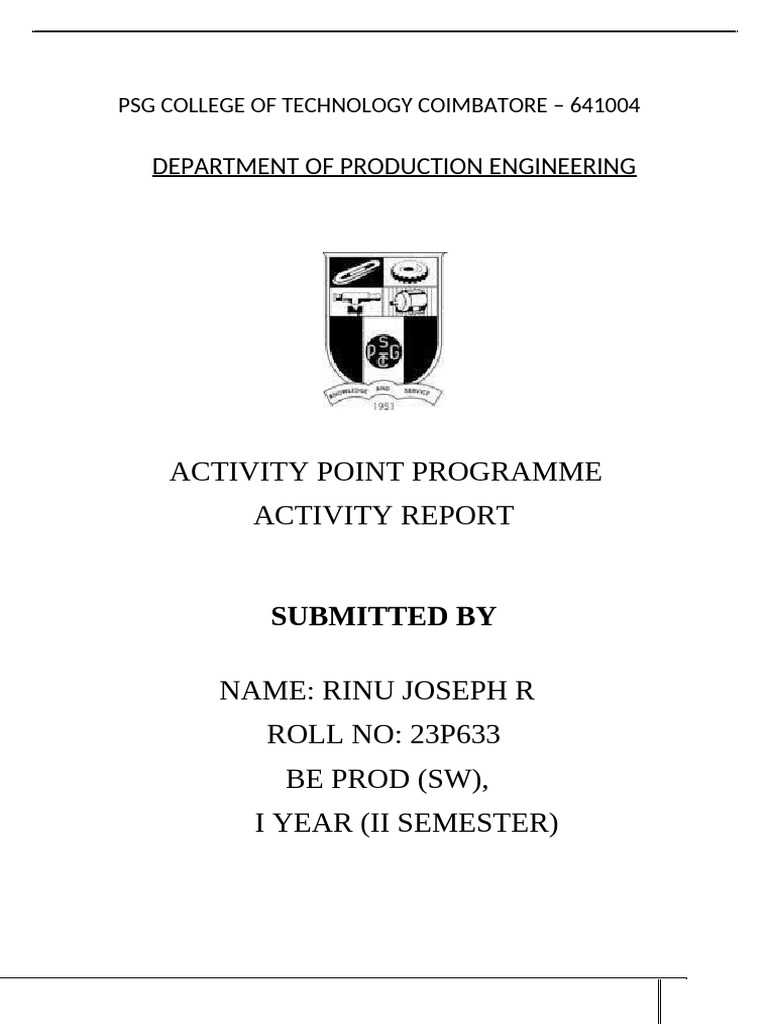 Rinu Joseph Activity Program | PDF | Psychological Concepts | Behavior ...
