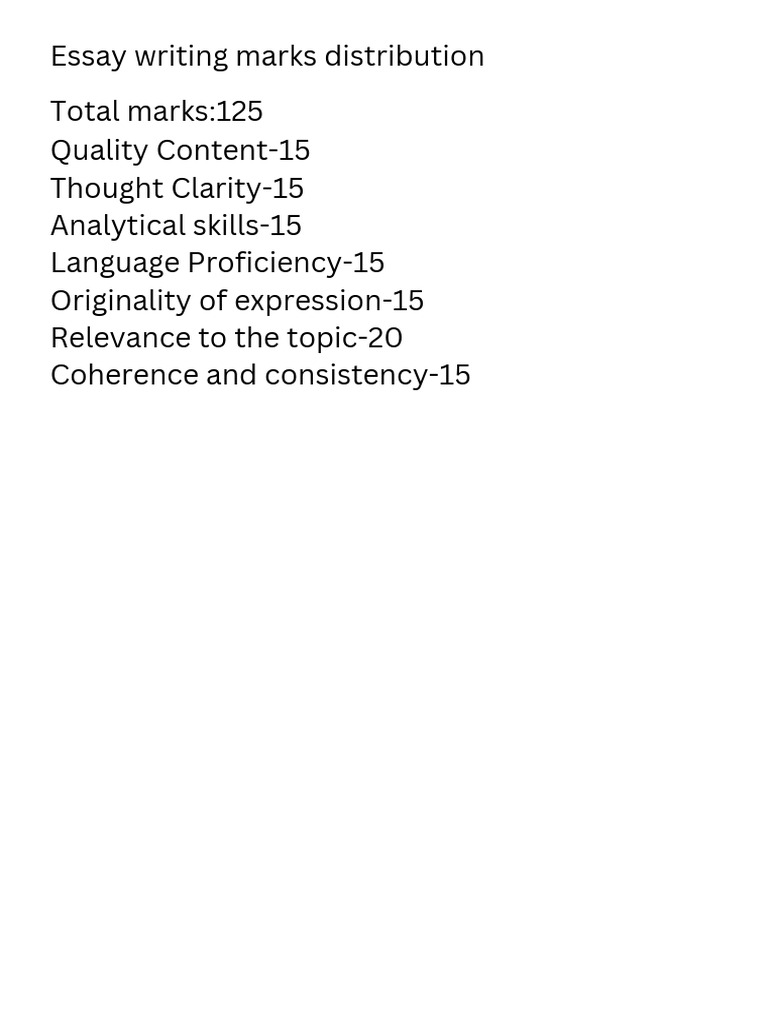 Essay Writing Marks Distribution | PDF