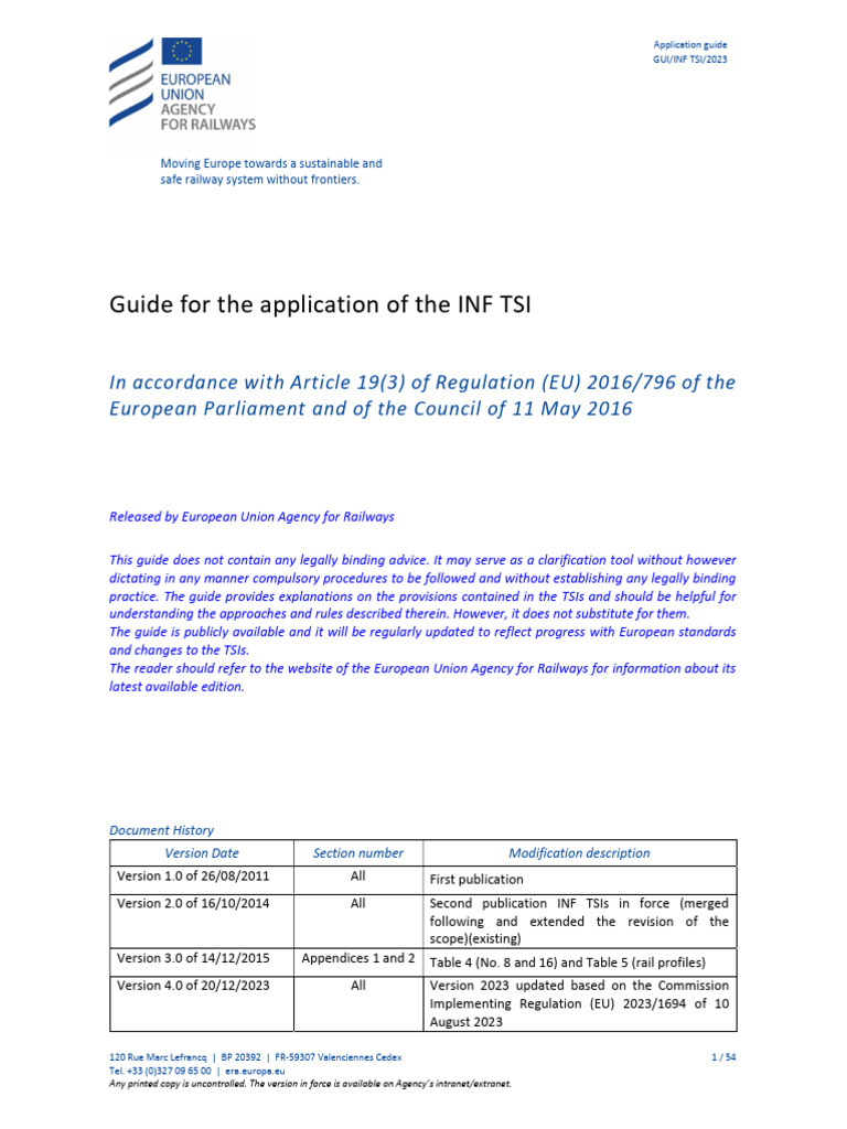 INF TSI Application Guide 2023 | PDF | Train | Rail Transport