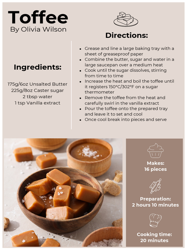 Brown and Grey Delicate Modern English Toffee Recipe Card.pdf | PDF