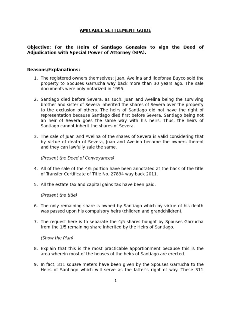 Amicable Settlement Guide | PDF | Inheritance | Deed
