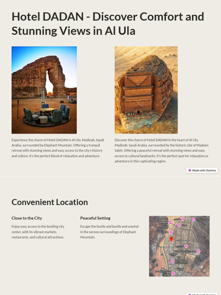 Hotel DADAN Discover Comfort and Stunning Views in Al Ula | PDF