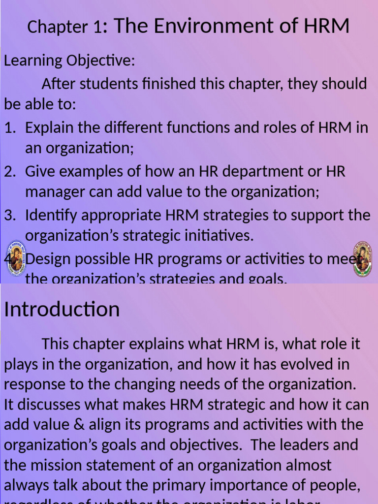 Introduction to HRM - Chapter 1 | PDF | Human Resource Management ...