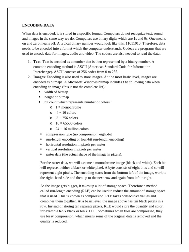 Data Encoding in Digital Devices | PDF | Computer Network | Data Compression