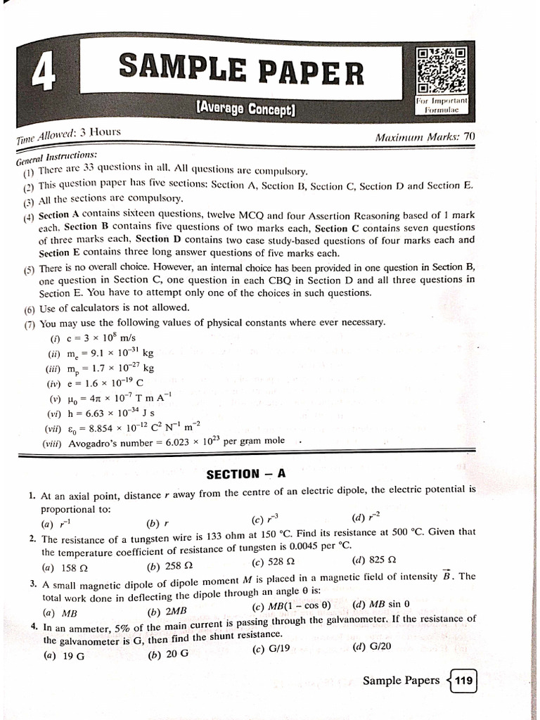 Sample Paper 7(Average Concept) | PDF