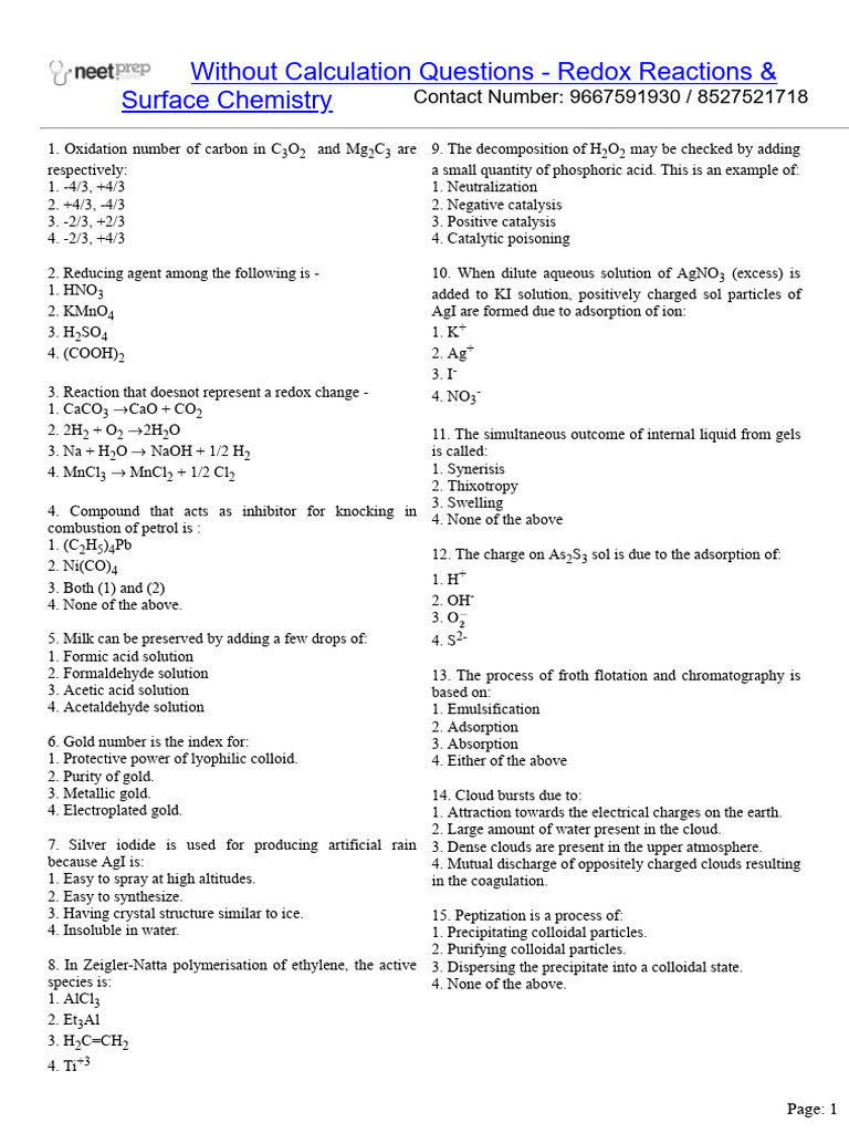 Chemistry Exam Prep: Key Concepts | PDF | Redox | Chemical Reactions